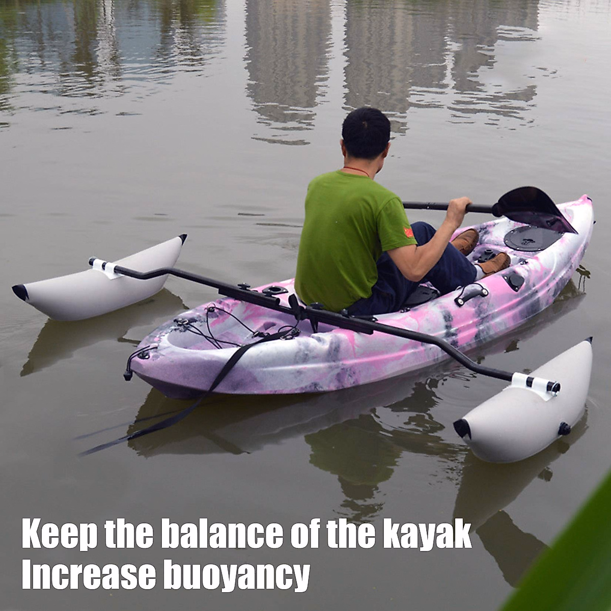 HXSD Water Sports Kayak PVC Inflatable Outrigger Float with Arms Rod Kayak Boat Fishing Standing Float Stabilizer System Kit