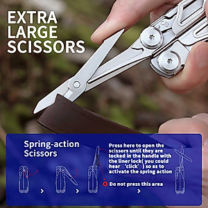 ROCKTOL Multitool, 29-in-1 Multitool Pliers with Replaceable Wire Cutters and Saw, Heavy-duty Stainless Steel Multi-tool Set and Nylon Sheath for Camping Survival multi tool for Man