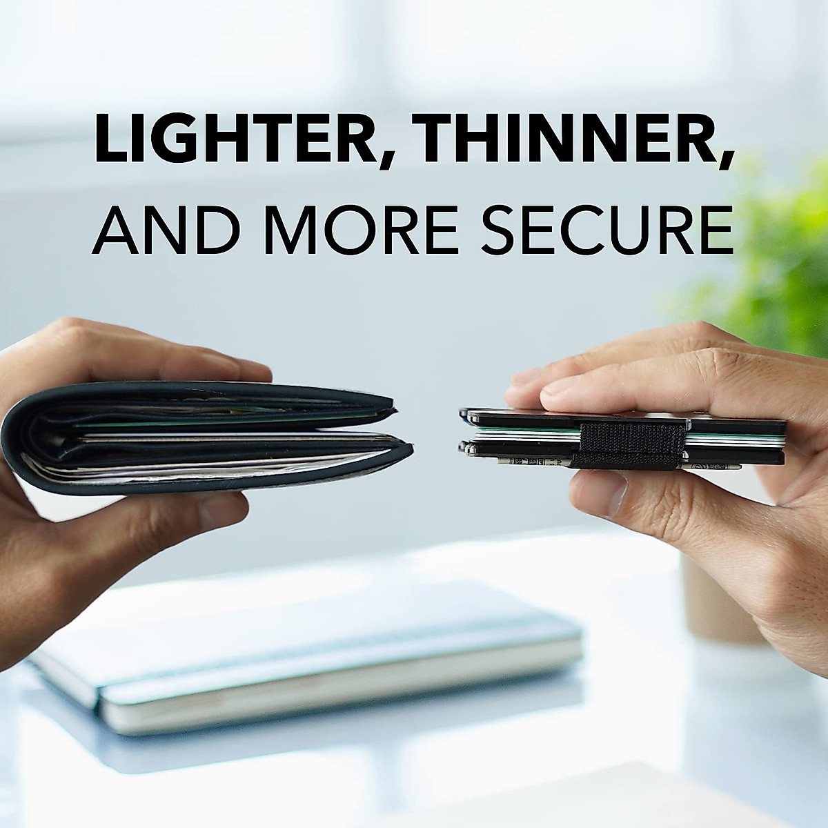 KARBEN RFID Wallet Carbon Fiber - Smart Credit Card Holder for Back, Front Pocket | 12 Space Aluminum, Metal Money Clip | Minimalist Wallets for Men and Women (Black)