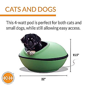 K&H Pet Products Thermo-Mod Dream Pod Heated Pet Bed Green/Black 22" 4W