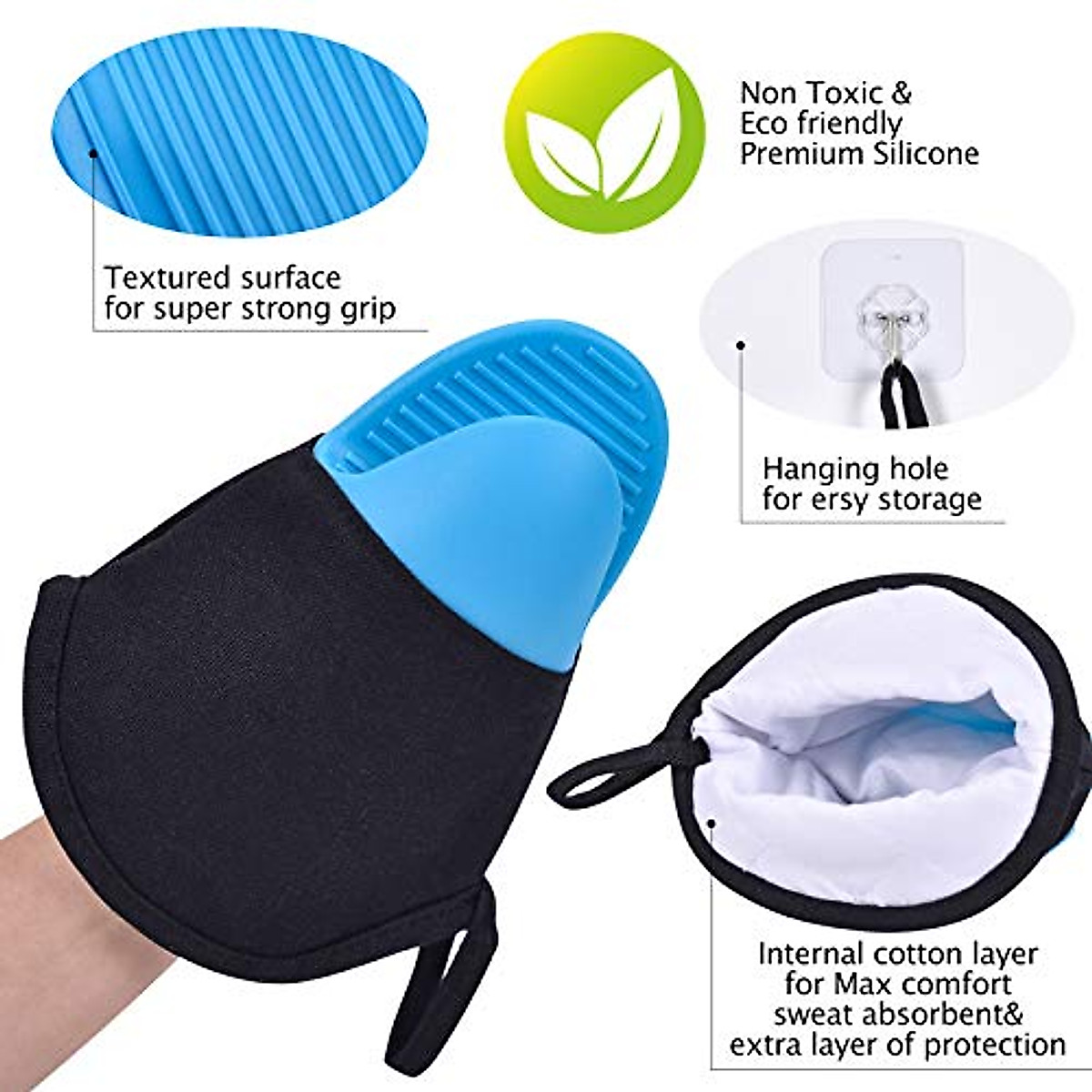 Ubrand Flybirdshome Mini-Oven Gloves,Cooking Pinch Gloves,Silicone Oven Mitts, Pinch Potholders for Kitchen,Cooking Gloves Heat Resistant,Pot Holders and Oven Mitts Sets Suitable for Kitchen Cooking