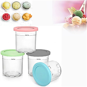 Creami Pints, for Ninja Creami Pints and Lids - 4 Pack,16 OZ Pint Storage Containers Safe and Leak Proof Compatible NC301 NC300 NC299AMZ Series Ice Cream Maker