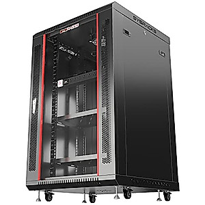 Server Rack - Wall Mount Network Enclosure - Locking Wall IT Cabinet - 19 Inch Rack Av Audio Video Rack Lockable Cabinet Network Rack - Powerbar - Shelf - Fan - Feet (22U (24" w x24 d x43 h))