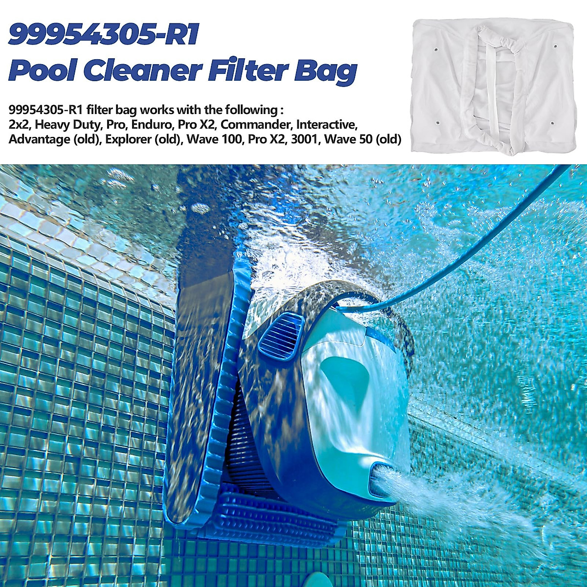 Alocs 99954305-R1 Filter Bag Replacement Compatible with Maytronics Dolphin Deluxe 4, Deluxe 5, DX6 Robotic Pool Cleaners Filter Fine Bag