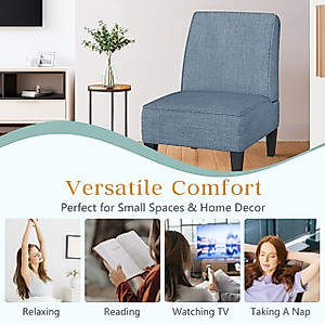 ALISH Accent Chairs Upholstered Living Room Chairs Armless Side Chairs Bedroom Chairs with Curved Backrest and Wooden Legs (2, Prints)