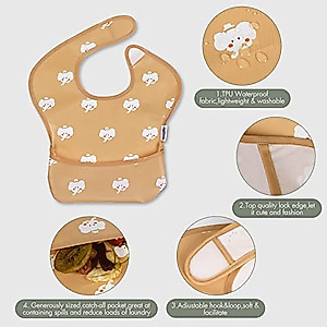 Soarwg Kids Bibs, Baby Bibs, Waterproof Baby Bibs for Boy and Girl, Great Travel Baby Bibs for Eating, Mess Proof Bibs for Baby Unisex, Toddler Feeding Bibs, 5 Pack
