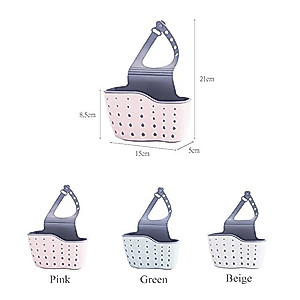 Double Layer Sink Hanging Pouch Kitchen Drainer Organizer Storage Holders Bathroom Storage Shelf Soap Holders Racks Eco-friendly Storage Basket (1, Beige)