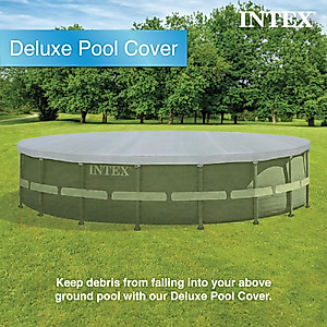 INTEX 28041E Deluxe Pool Cover: for 18ft Round Ultra XTR Pools – Includes Rope Tie – UV-Resistant – 8in Overhang – Snug Fit
