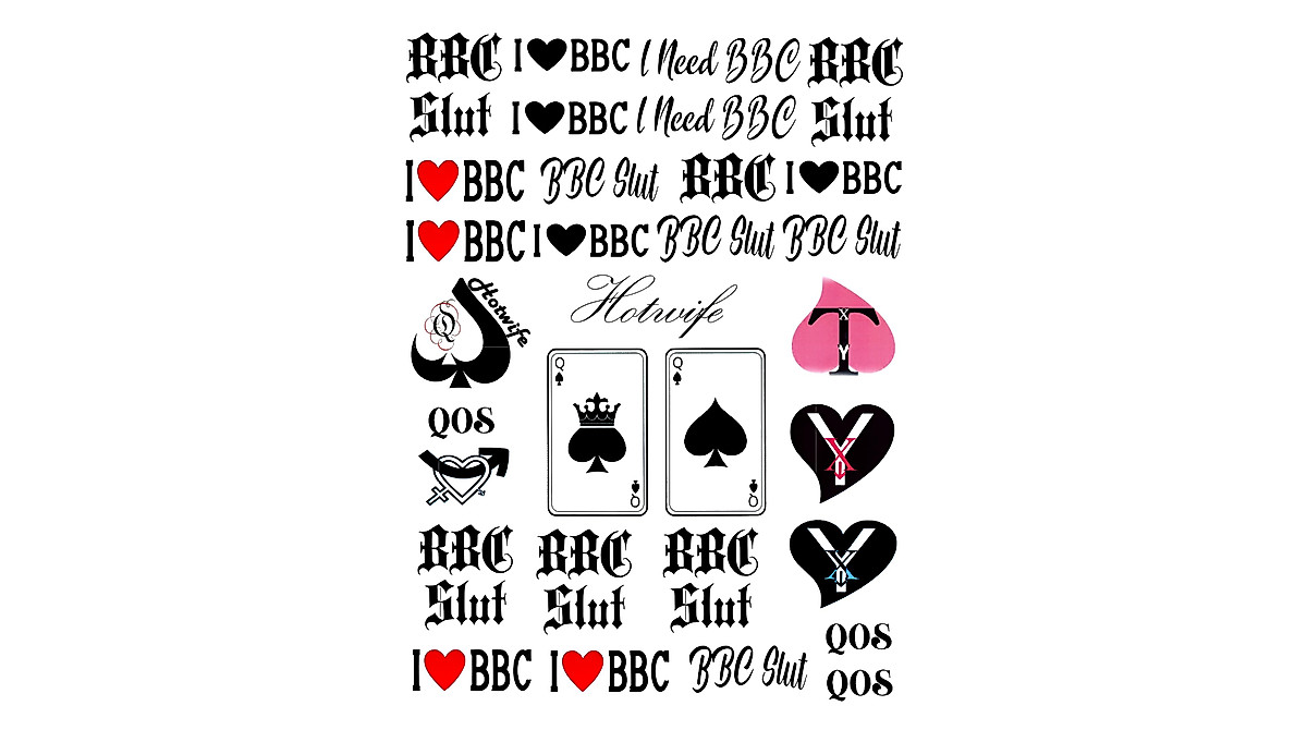 4 Sheets BBC Queen of Spades Temporary Tattoo Sticker Total 81(15X21cm) QoS Hardcore Words ...