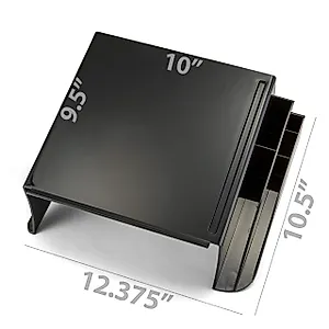 Officemate Telephone Stand, Laptop Stand, Black Plastic Computer Riser, Laptops Elevator for Desk, 12.5 x 10 .125 x 5.25 Inches, Black (21522)