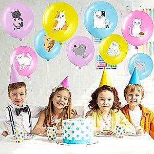 36 Pcs Cat Theme Party Latex Balloons Animal Cat Print Decorations Cartoon Cat Party Favors for Boy Girls Cat Kitty Theme Birthday Party Decorations Supplies, 12 Inches(Cartoon Style)