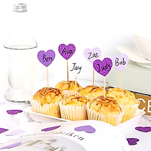 Purple White Lavender Heart Confetti - 300pcs Valentines Mothers Day Decor Glitter Paper Dots Bridal Baby Shower Wedding Bachelorette Engagement Birthday Party Table Decorations Lasting Surprise