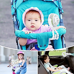 SMARTDEVIL Upgraded Stroller Fan, 3 Speed Portable Clip on Stroller Fan for Baby, 4000mAh Personal Car Seat Fan with Flexible Tripod, Dual 360° Rotatable, for Treadmill, Camping, Bike (White)