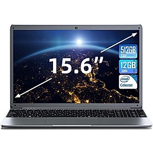 SGIN Laptop, 15.6 Inch Laptops Computer (12GB DDR4 512GB SSD) with Celeron N5095 Processor(Up to 2.9GHz), FHD 1920x1080 Display, Bluetooth 4.2, Webcam, WiFi
