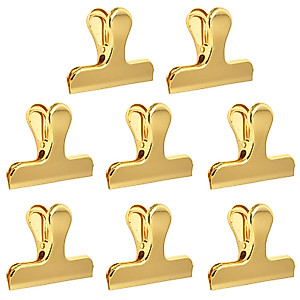 Set of 8 Heavy Duty Stainless Steel Bag Clips, SourceTon 3 x 2.4 Inch Durable Paper Seal Grip for Coffee Food Bread Bags, Kitchen Home Usage- Gold
