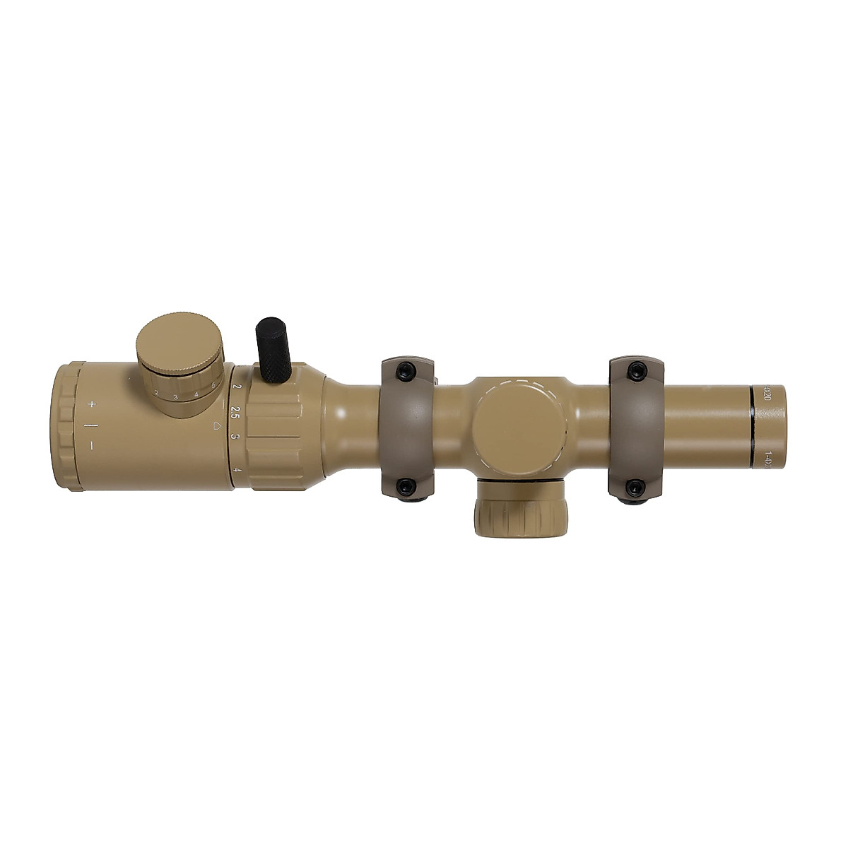 Monstrum 1-4x20 Rifle Scope | Flat Dark Earth | Monstrum Picatinny Scope Rings with Integrated Level Bubble | Bundle