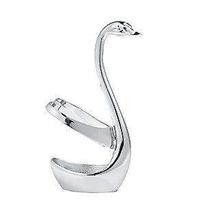 Swan Shaped Stainless Steel Spoon Holder Fork Spoon Stand Holder Kitchen Coffee Utensils Tableware Set for Home Business Wedding Gift Hotel(Heart-shaped)