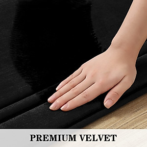 BYSURE Black Memory Foam Bath Mat, Non Slip Extra Soft Absorbent Machine Washable, Bathroom Rugs Sets 3 Piece for Toilet Shower Sink