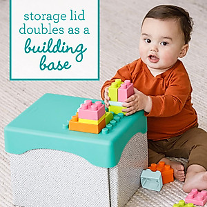 Infantino Super Soft 1st Building Blocks Activity Station, Easy-to-Hold for Babies & Toddlers, BPA-Free, Multi-Colored, 22-Piece Set with Storage Box and Mat