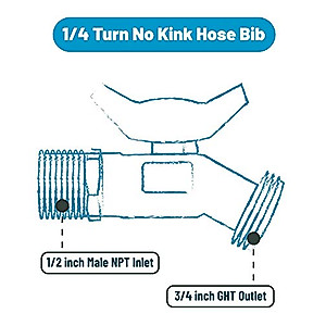 Minimprover Premiunm Brass Hose 90 Degree Elbow Stop Valve Hose Bibb Boiler Drain 1/2" Male NPT MIP Inlet ×3/4" Male GHT Threaded Garden Hose Connector Adapter Water Shut-Off Valve Faucet