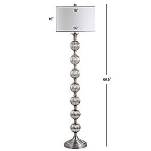 JONATHAN Y JYL1019A Oslo 60.5" Glass/Metal LED Floor Lamp, Contemporary, Modern, Traditional, Elegant, Office, Living Room, Family Room, Dining Room, Bedroom, Hallway, Foyer, Mercury Silver