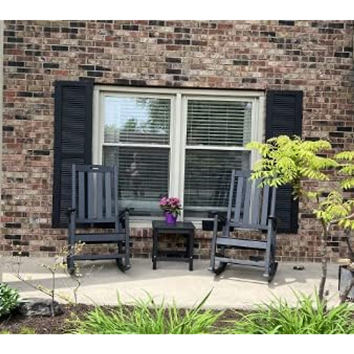 Cecarol Adirondack Side Table, 19.6" Square Oversized Outdoor Side Table, Fade-Resistant and Weather Resistant End Table, Poly Resin Plastic Table for Porch, Patio, Seaside, Black-OST01