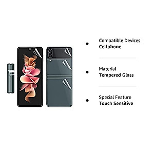 [1Set 5PCS] Galaxy Z Flip 3 Screen Protector, Inside TPU Film + Full Covered Outer + Back Cover Screen Protector, High Clarity, Anti-Shatter, Bubble Free for Samsung Galaxy Z Flip 3 5G Screen Protector