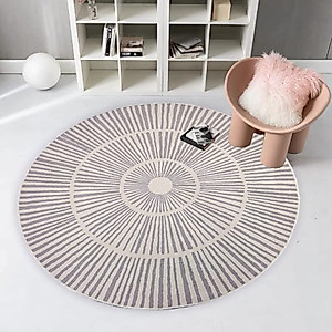 TEALP Round Area Rug 4Ft Circle Rugs Fluffy Bedroom Rug Ultra Soft Farmhouse Throw Rugs Living Room Rug Modern Aesthetic Rug Carpet for Bedroom Dorm Indoor Home Decor, 47.2" Grey