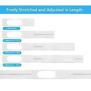 habibee Portable Air Conditioner Window Vent Kit Adjustable AC Window Vent Kit with Window Seal Sliding Air Conditioner Window Kit for Exhaust Hose with 5.1Inches Diameter