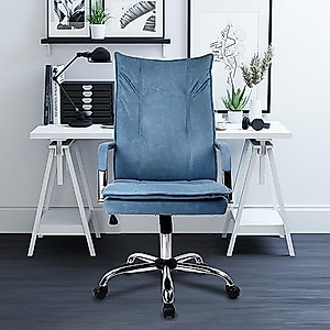 CLATINA Blue Executive Office Chair Set of 2,High Back Computer Desk Chair with Armrest Fabric Double Padded Cushion and Wheels,Adjustable Height Swivel Ergonomic Office Chair for Office Home