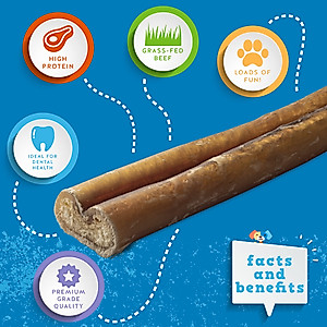 Jack&Pup Thick Bully Sticks 12 Inch Premium Dog Bully Sticks for Large Dogs Aggressive Chewers - All Natural Bully Sticks Odor Free 12" Large Bully Sticks, Long Lasting Dog Chews Bully Stick (5 Pack)