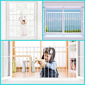 WAOWAO Window Safety Guards for Children Kids Child Toddler Pets Extra Wide White Tension Security Window Guard Gate for Home Fit 19.49-33.60" Sliding Windows (2Piece）
