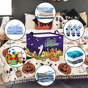 Clastyle Rectangular Gnome Cart Fall Basket Orange Pumpkin Christmas Gift Shelf Basket Farm Harvest Turkeys Storage Bin for Toys Clothes