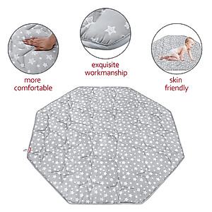 Octagon Playpen Mat Grey, Non Slip 8 Panel Playpen Mattress Mat Fits Regalo Extra Large Play Yard and hiccapop XL 69" Baby Playpen, Grey Star Octagon Playard Pad