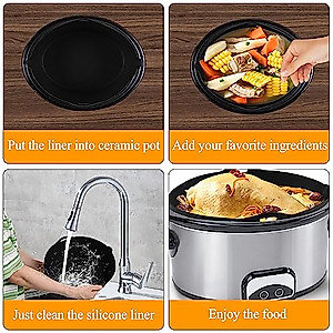 Silicone Slow Cooker Liners For 7-8 Quart Crock Pot，Reusable Leakproof Bpa Free Crockpots Accessories For Oval Crockpots