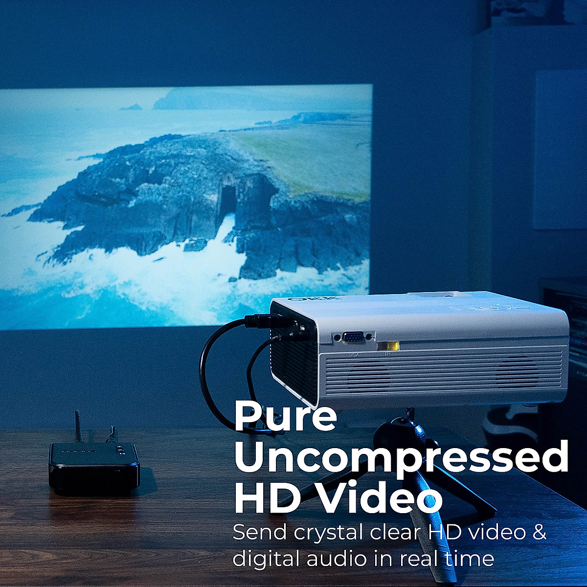 Nyrius Aries Pro+ Wireless HDMI Video Transmitter & Receiver to Stream 1080p Video up to 165ft from Laptop, PC, Cable Box, Game Console, DSLR Camera to a TV, Projector or Boardroom Screen (NPCS650)