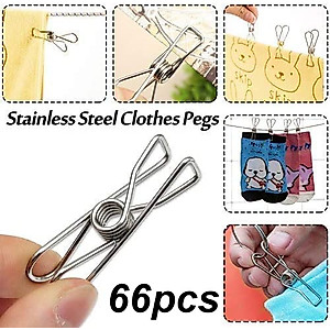 H&W 66pcs Chip Clips, Small Stainless Steel Clothes pins Clips for Laundry, Food Package, Chips Bag, Photos, Parper, 2 Inch