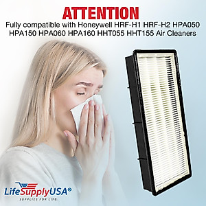 True HEPA Air Cleaner Filter Replacement Compatible with Honeywell HRF-H1 HRF-H2 HPA050 HPA150 HPA060 HPA160 HHT055 HHT155 Air Cleaners, Filter H by LifeSupplyUSA