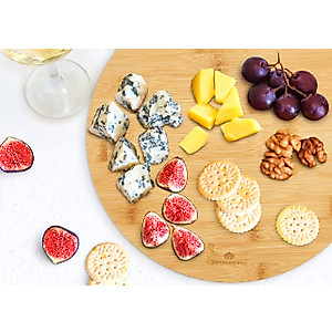 RoyalHouse Natural Bamboo Round Cutting Board for Kitchen, Chopping Boards for Meat & Vegetables, Cheese and Charcuterie Board, Serving Tray, 11.8" Round 0.6" Thick