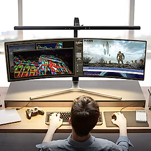 Desk Lamps for Home Office, 24W Extra Bright Architect Desk Lamp with Clamp, 31.5" Wide Modern Black Desk Lights with Auto Dimming Memory Function, Stepless Dimming task lamp for Workbench Monitor