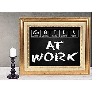 Genius At Work Periodic Table of Elements Print, 14"x11" Unframed Funny Science Poster, Chemistry Art Ideal for Science Lab, Teen Bedroom, Dorm Room or Home Decor
