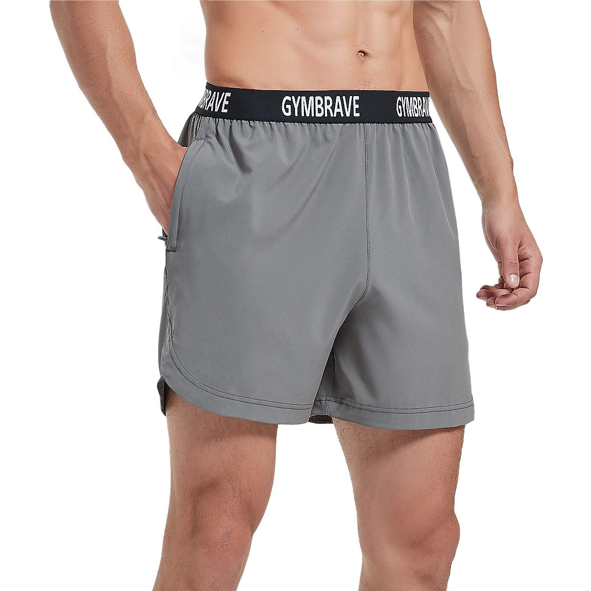 GymBrave Men's 5 Inches Athletic Running Shorts Lightweight Quick Dry Workout Training Short with Zip Pockets
