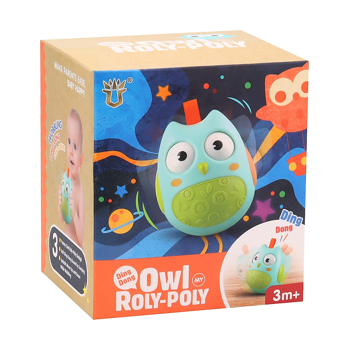 Kim Player Roly Poly Toy, Owl Weeble Wobble Toys for Baby 6 Months and Up, Best Gift for Kids Boys Girls Infants Toddlers