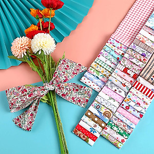 50 Pieces Fabric Strips Roll 2.4 Inch Collection Jelly Fabric Bundles Fabric Quilting Strips Roll Up Flower Precut Patchwork Fabric Strips with Assorted Patterns for DIY Crafts Sewing Favors