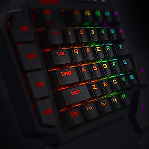 Redragon K585 DITI One-Handed RGB Mechanical Gaming Keyboard, Type-C Professional Gaming Keypad with 7 Onboard Macro Keys, Detachable Wrist Rest, 42 Keys (Black-Blue Switch)