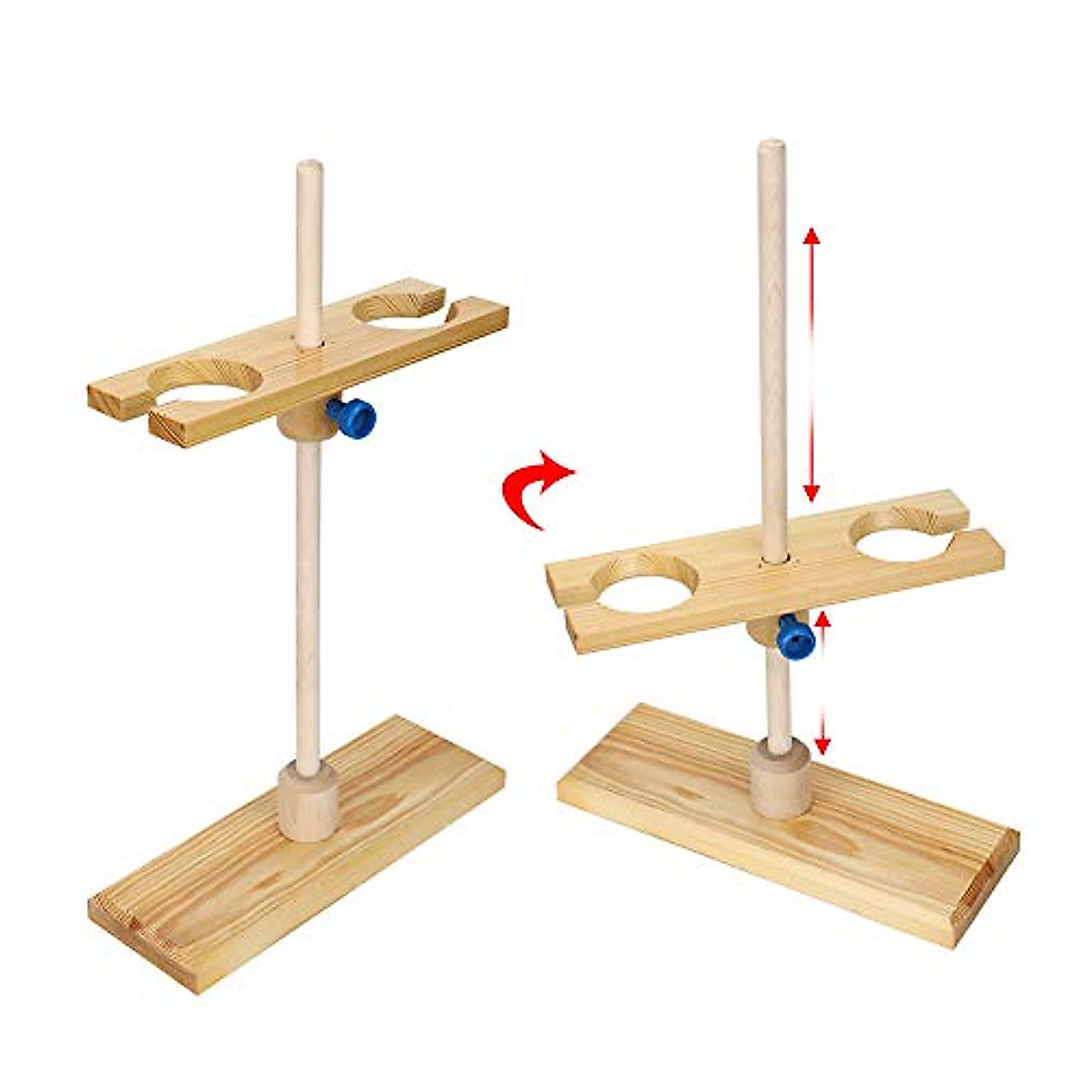 Funnel Stand, 2 Holes Wooden Separating Funnel Stand Holder Adjustable Height Funnel Rack for School Laboratory Experiment Fixing Accessories