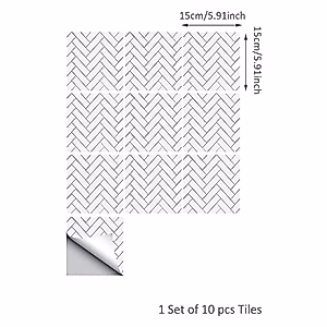 Tile Stickers Creamy White Rectangle Stick On Tiles Bathroom PVC Self Adhesive Wall Tiles Kitchen Stick On Wall Tiles Waterproof Peel and Stick Floor Tiles Self Adhesive Tiles for Walls (Size : 10x10