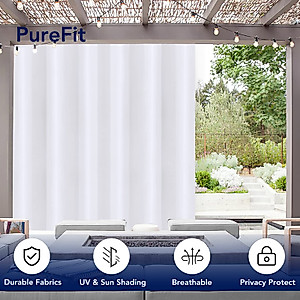 PureFit Outdoor Curtains for Patio Waterproof Weatherproof, UV and Fade Resistant Outside Curtains for Gazebo, Front Porch, Pergola, Sun Blocking Privacy Curtain, 100W x 120L inch, 1 Panel, White