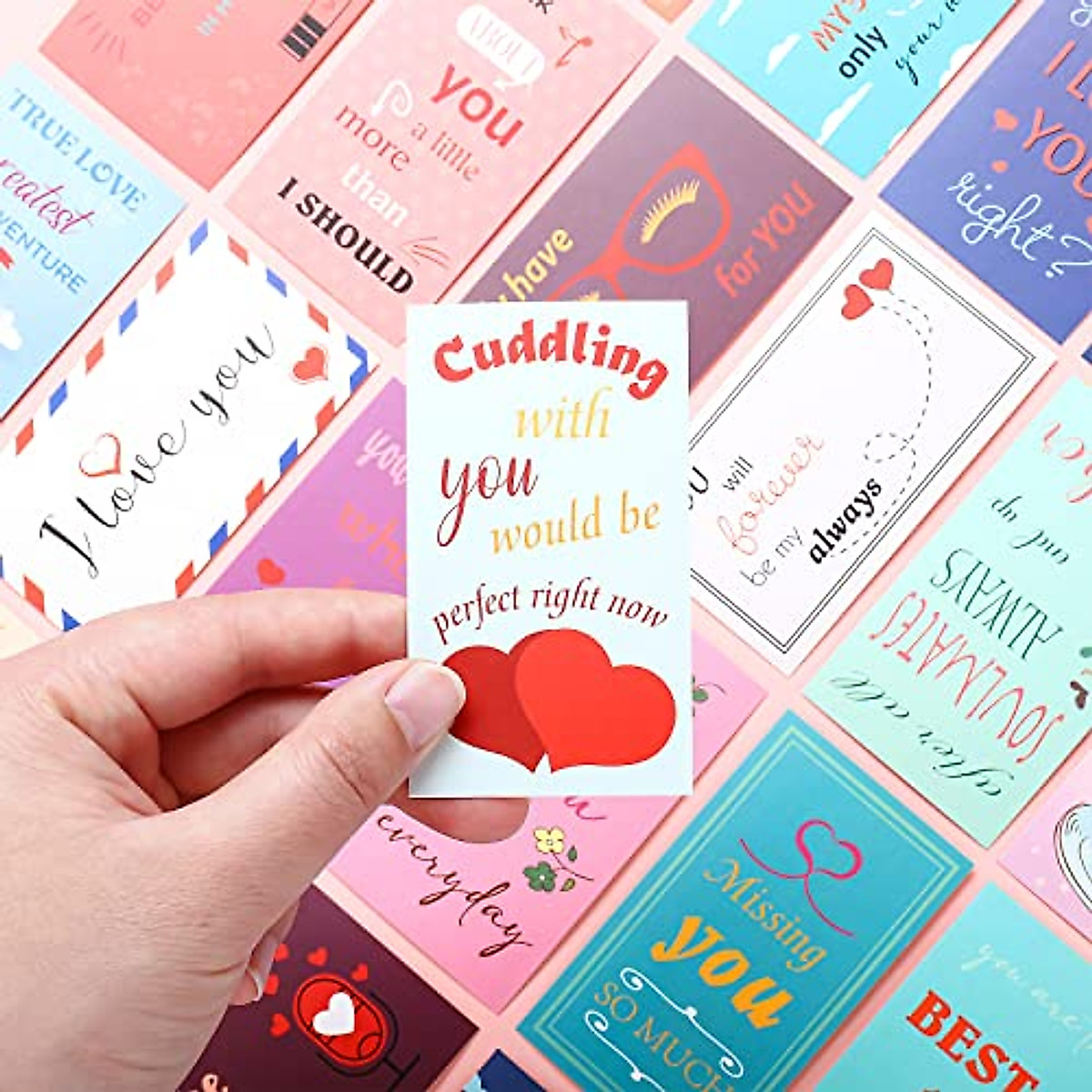 120 Pieces Romantic Lunch Box Notes Love Notes for Him Her Mini Valentines Day Cards for Husband Wife 2 x 3.5 Inch Inspirational Design Lunchbox Notes for Adults Beloved Ones, 30 Styles