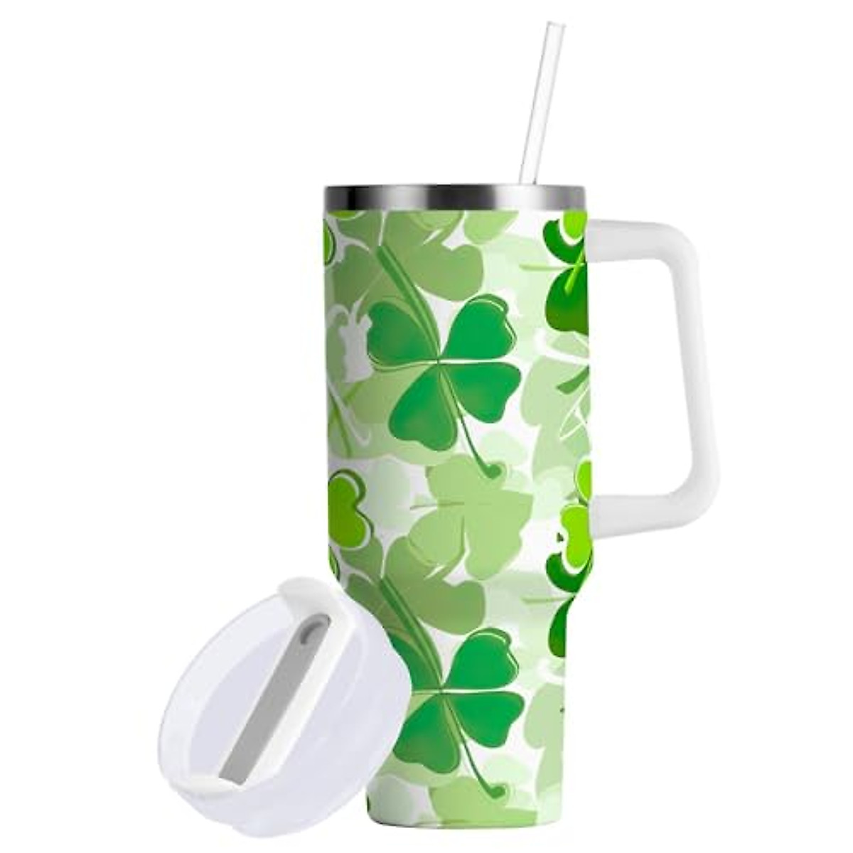 RPLIFE Green Clovers 40 Oz Tumbler, Stainless Water Bottle, Insulated Cups with Lids
